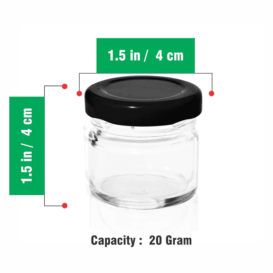 Shop the Clear Round Glass Jar with Black Lug Cap - 33ml - Order Now!