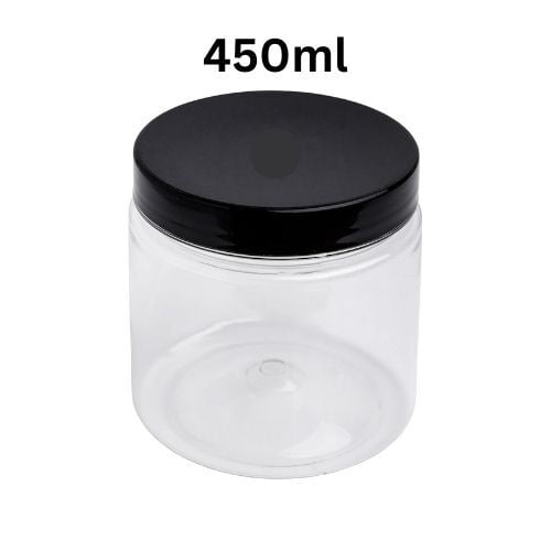 Organize with Style! Shop Our 450ml Round PET Jar + 83mm BLACK Cap Today!