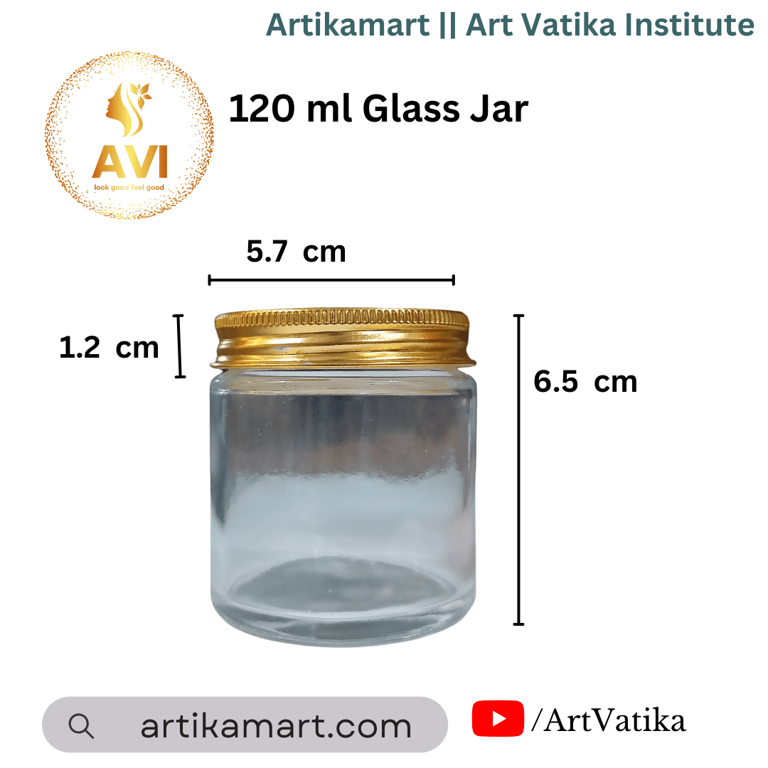 Shop the Clear Round Glass Jar with Golden Cap - 120ml - Order Now!